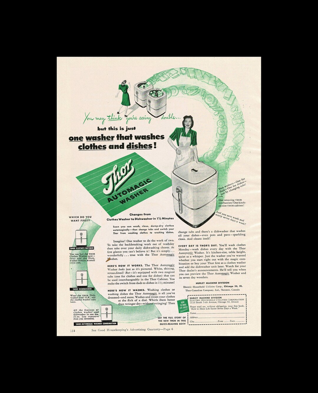 1945 Thor Automagic Washer Magazine Ad, Washing Machine - Etsy