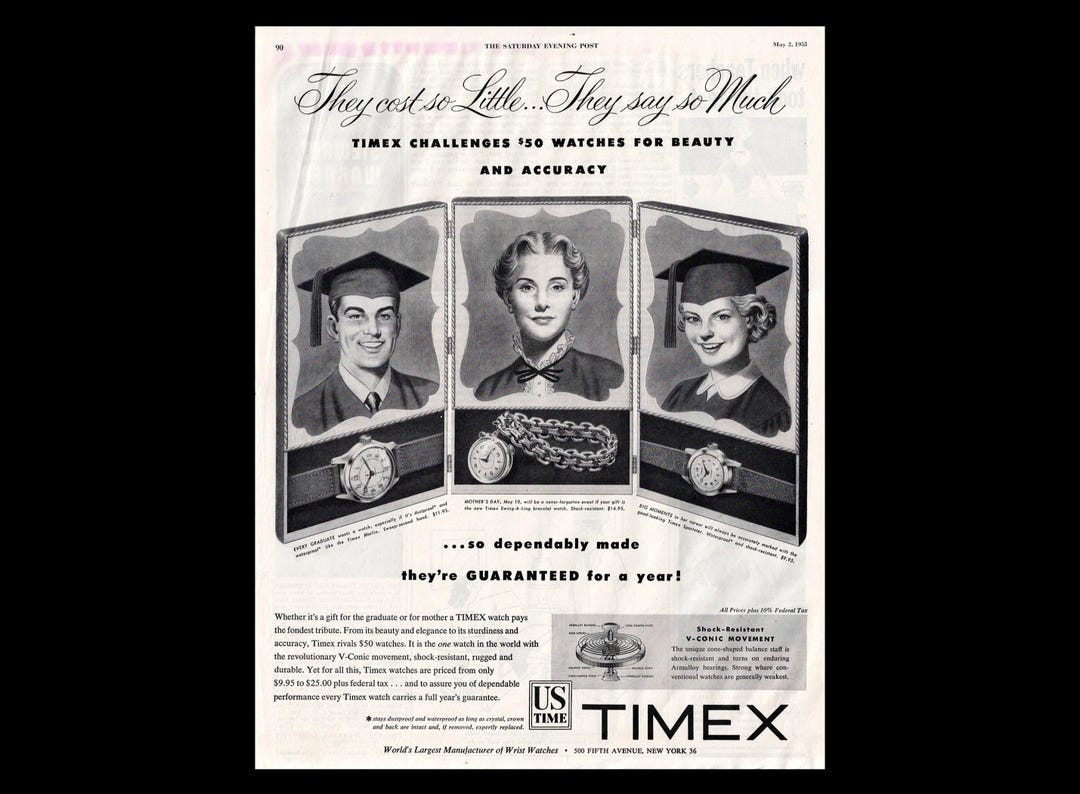 1953 Timex Watch "beauty & Accuracy" Magazine Ad - Etsy