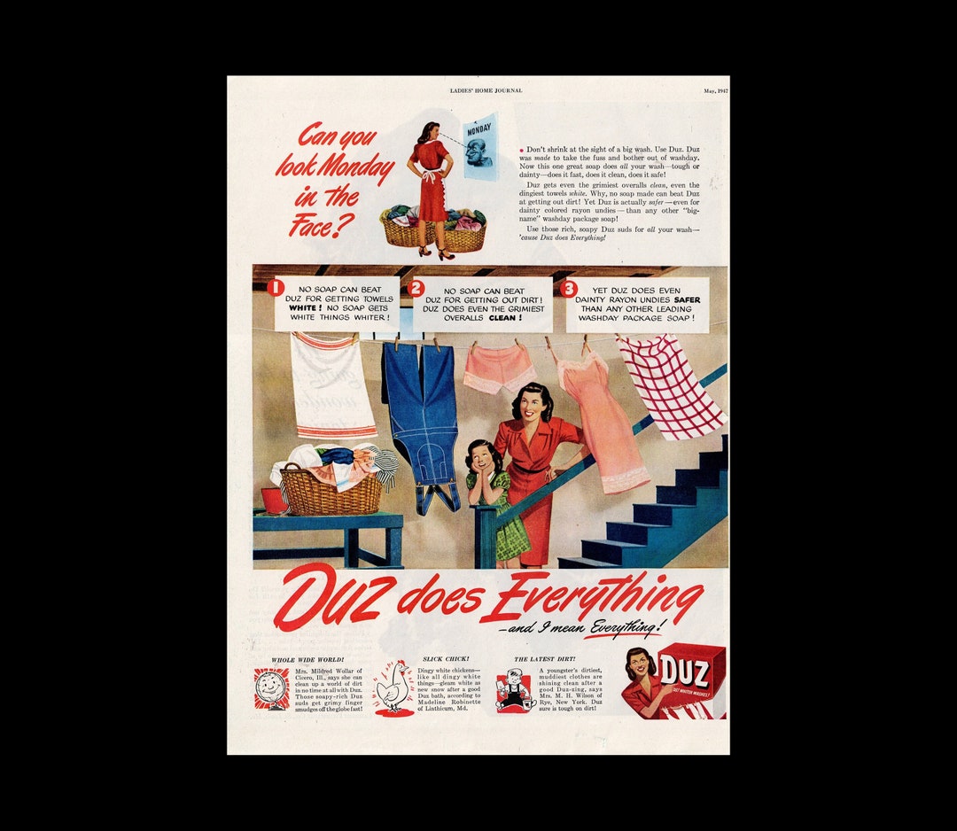 1947 Duz Laundry Detergent Magazine Ad - Etsy