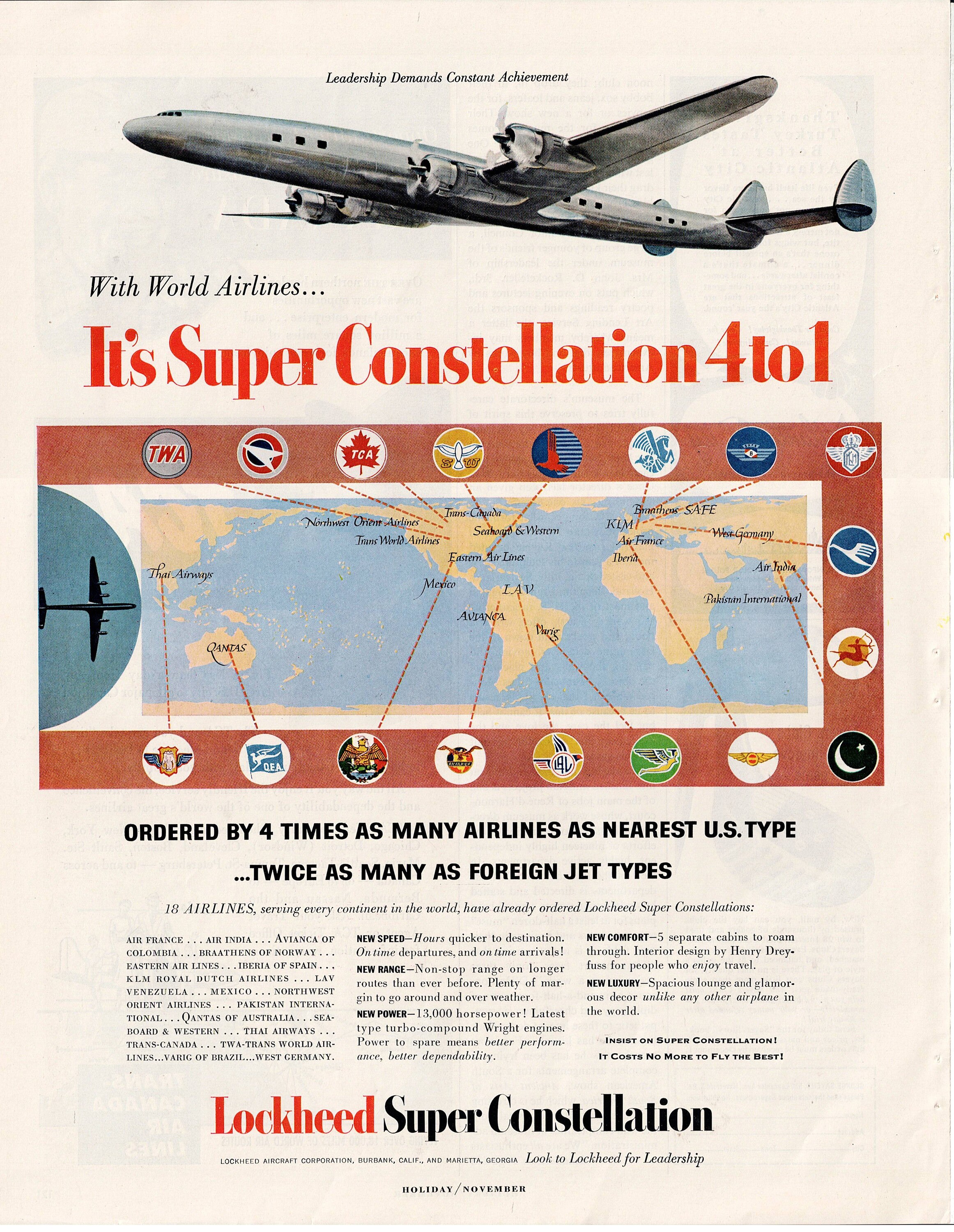 1953 Lockheed Super Constellation Magazine Ad - Etsy
