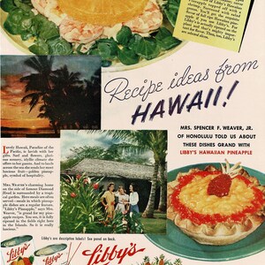 1942 Libby's Hawaiian Pineapple Magazine Ad, Recipe Ideas in Ad - Etsy