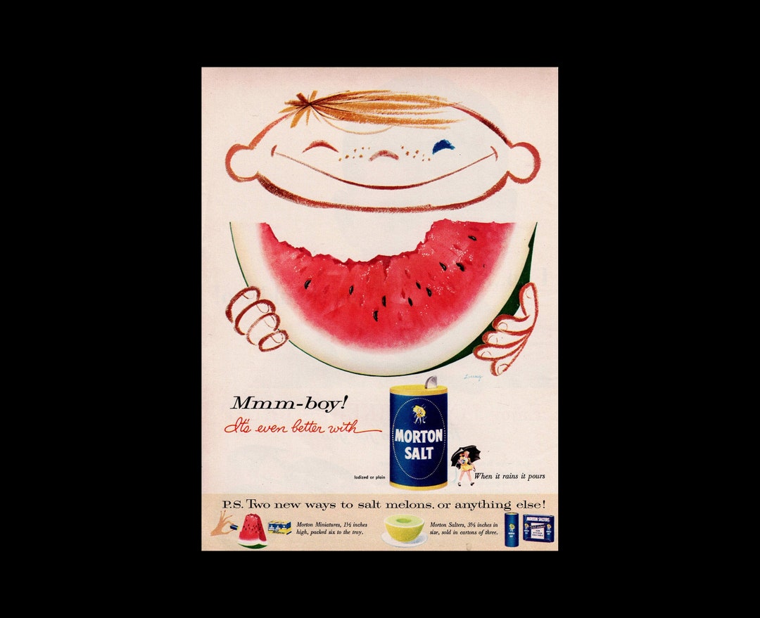 1956 Morton's Salt "watermelon" Magazine Ad - Etsy