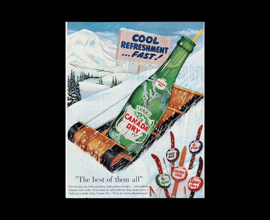 1952 Canada Dry Winter Skiing Retro Magazine Ad - Etsy