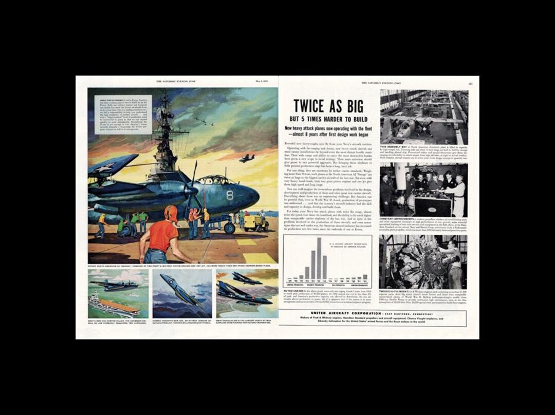 1953 United Aircraft Military Jet Planes Double Page Magazine Ad - Etsy