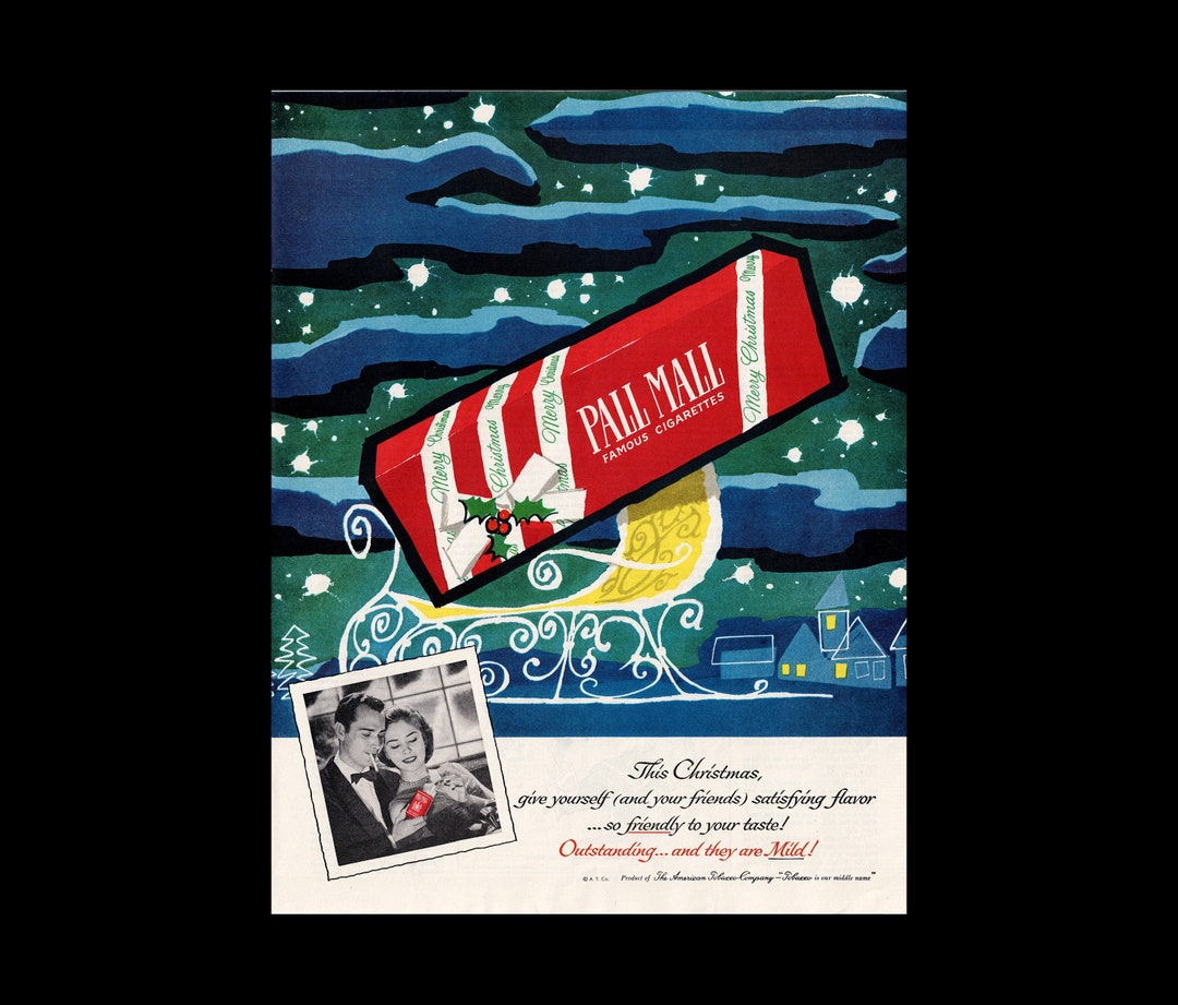 1954 Pall Mall Christmas Holiday Cigarettes Magazine Ad - Etsy
