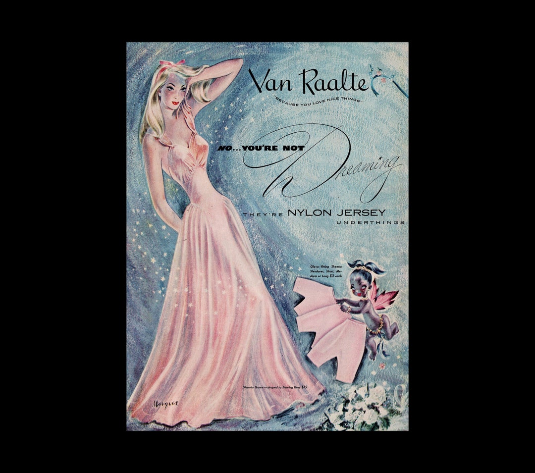 1947 Van Raalte Pink Lingerie Fashion Beauty Magazine Ad, Sheerio Nylon ...
