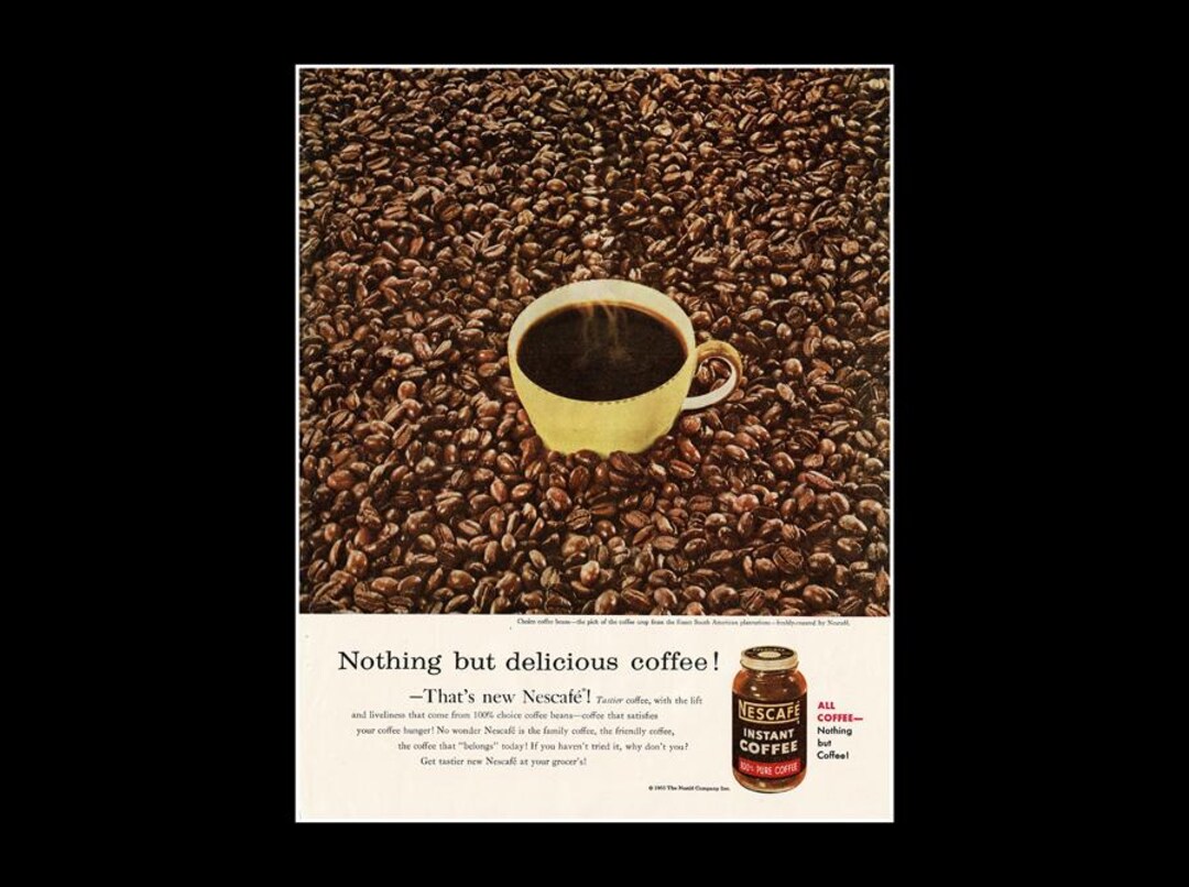 1955 Nescafé Coffee Beans Magazine Ad - Etsy