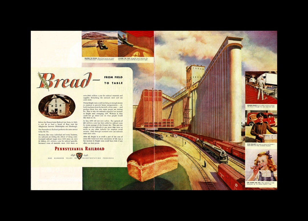 1946 Pennsylvania Railroad Bread from Field to Table RARE Magazine Ad ...