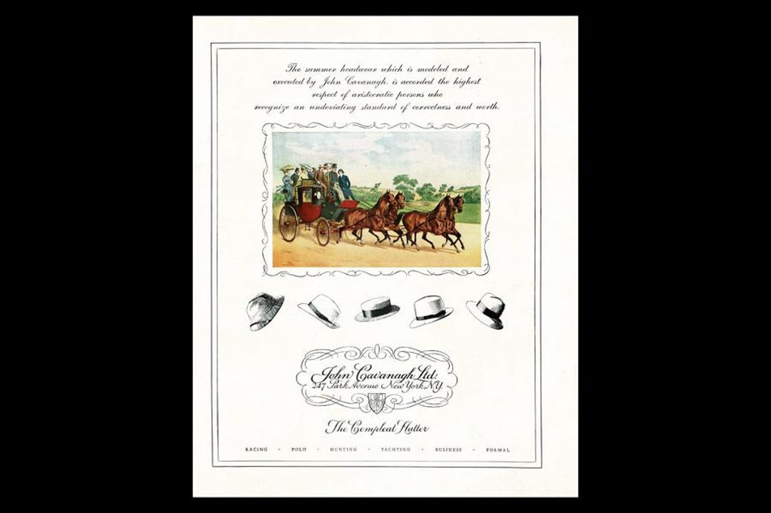 1930s John Cavanagh Ltd the Compleat Hatter Magazine Ad, Stagecoach ...