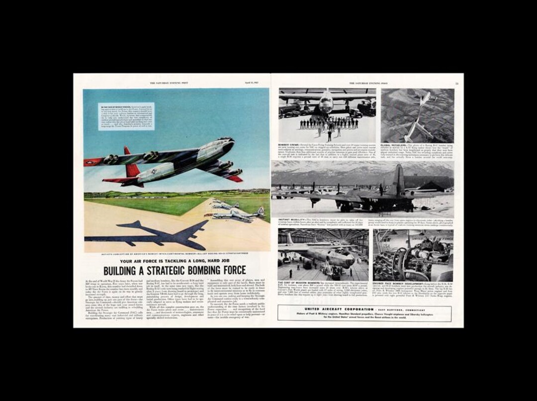 1952 United Aircraft Boeing XB-52 Stratofortress Magazine Ad, Military ...