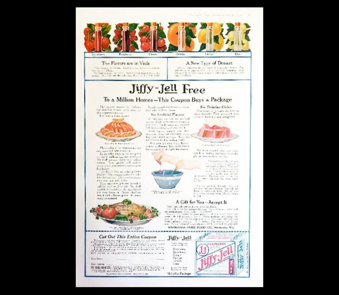 Original 1916 Jiffy-jell Magazine Ad Gelatin Jell-o - Etsy