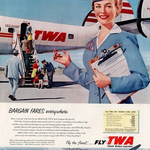 1954 TWA Airline Stewardess Magazine Ad, Trans World Airlines - Etsy