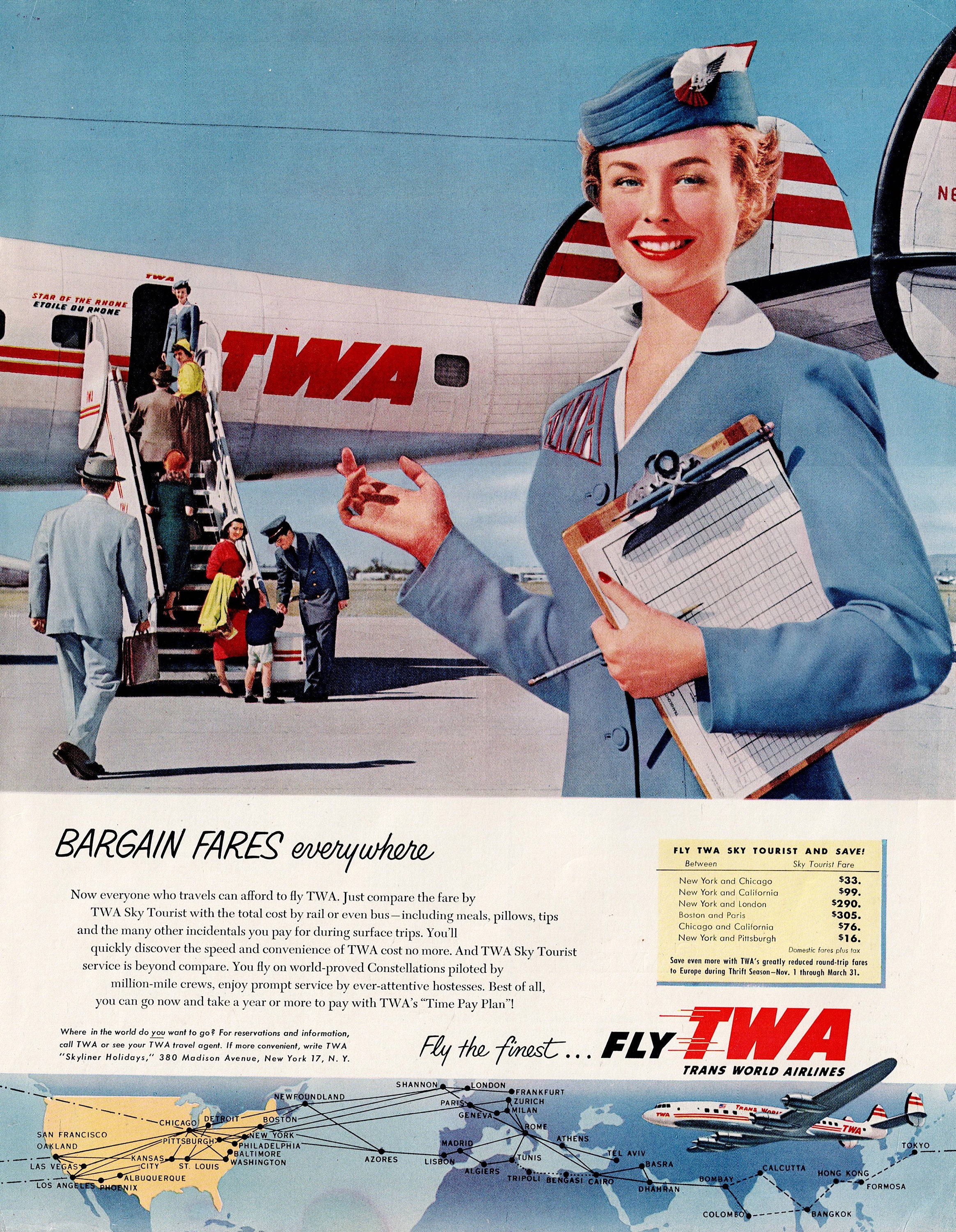 1954 TWA Airline Stewardess Magazine Ad, Trans World Airlines - Etsy