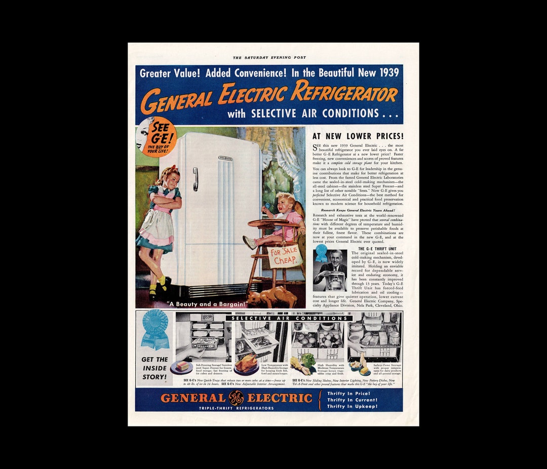 1939 General Motors Frigidaire Refrigerator Magazine Ad - Etsy