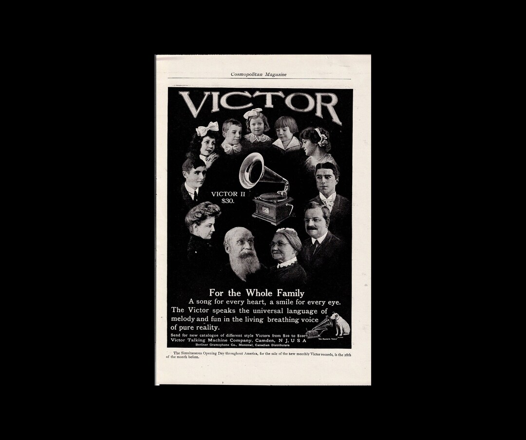 1907 Victrola Victor Talking Machine Magazine Ad, Nipper - Etsy