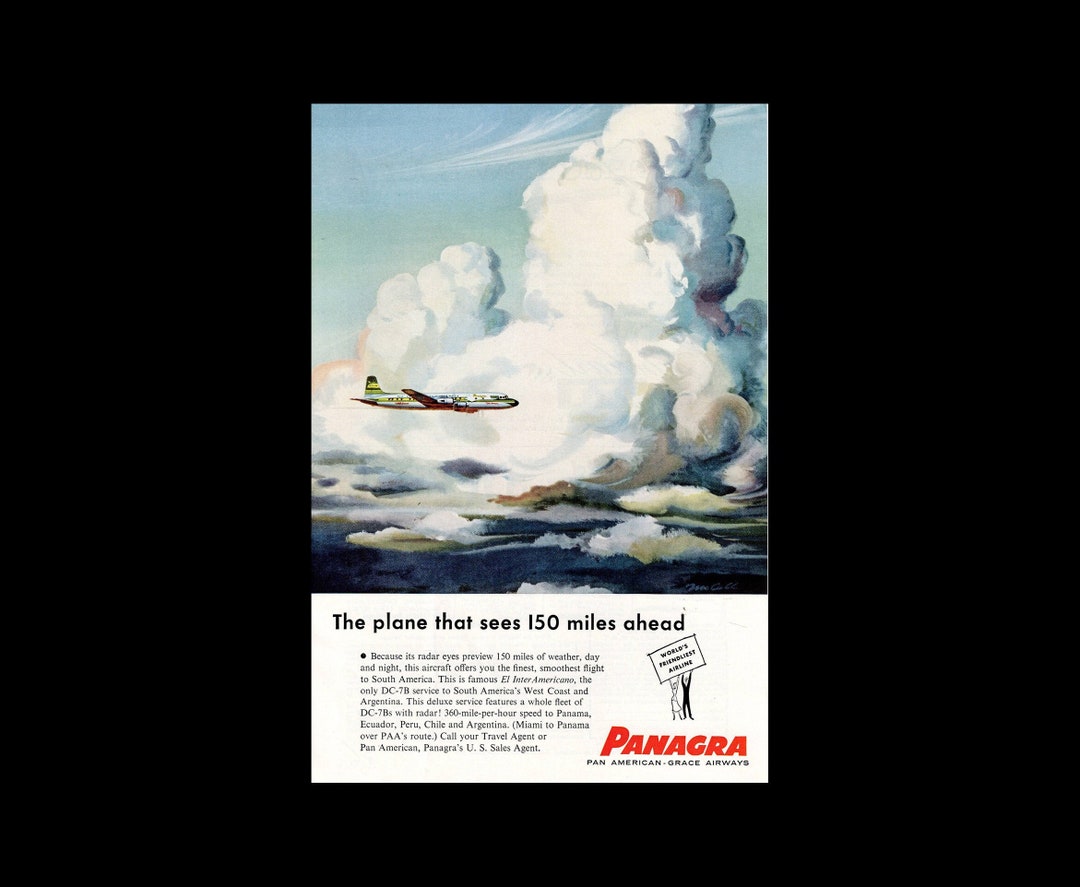 1955 Pan American Panagra Aviation Airline Magazine Ad - Etsy