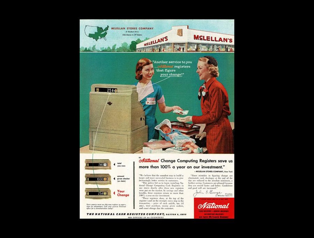 1957 National Cash Register Company Retro Magazine Ad, NCR Grocery ...