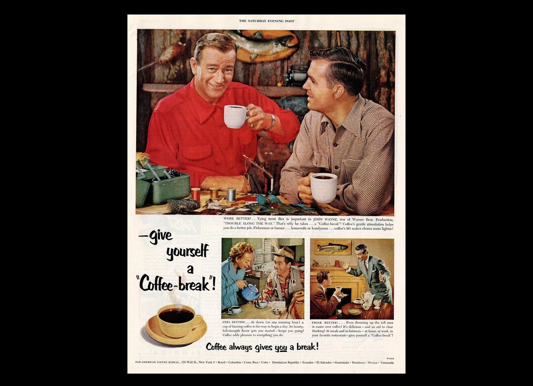 1953 John Wayne Pan American Coffee Magazine Ad - Etsy