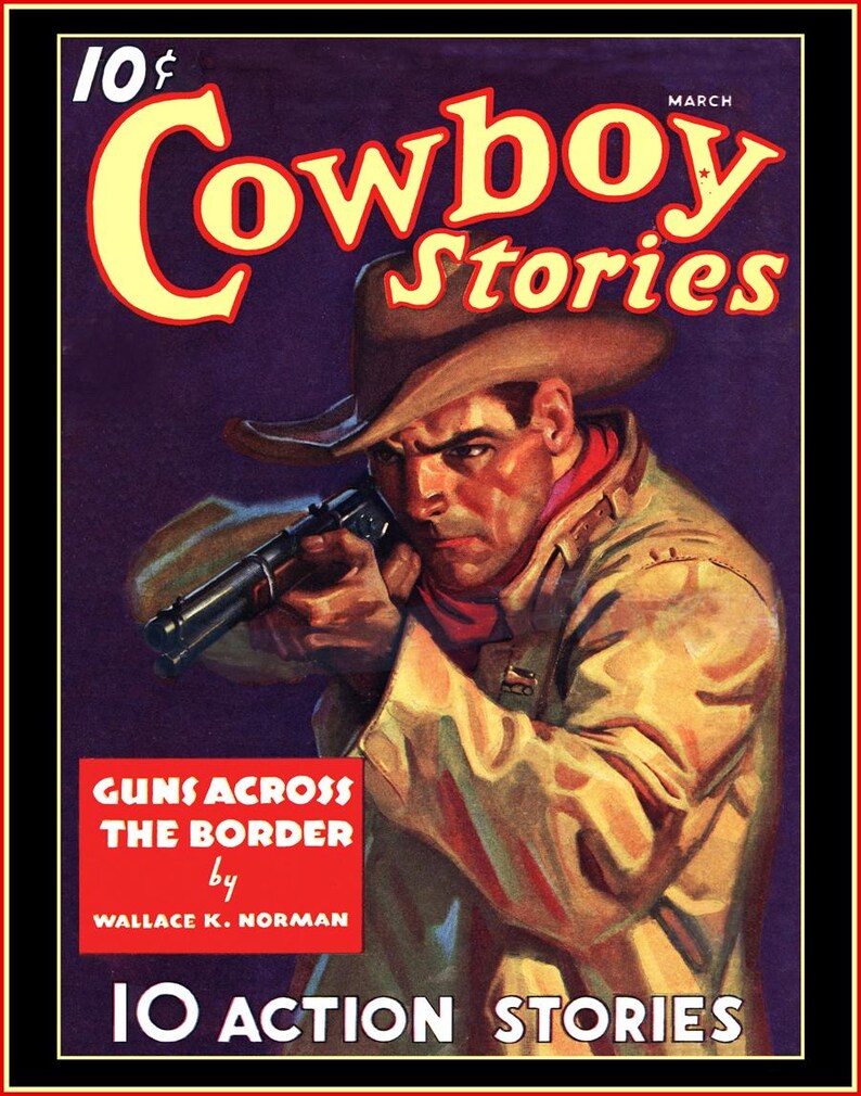 1940s Cowboy Stories Pulp Magazine Cover Art Print - Etsy