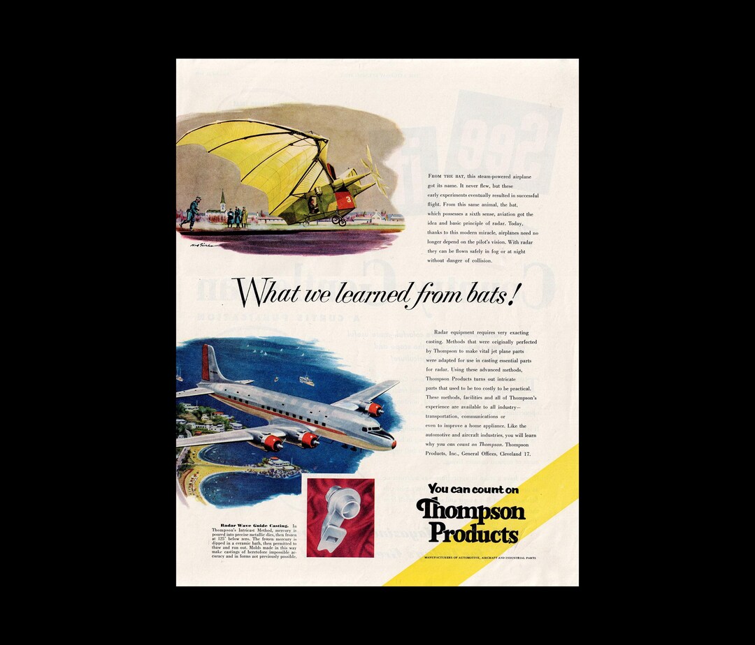 1953 Thompson Products Aviation Artwork "what We Learned From Bats ...