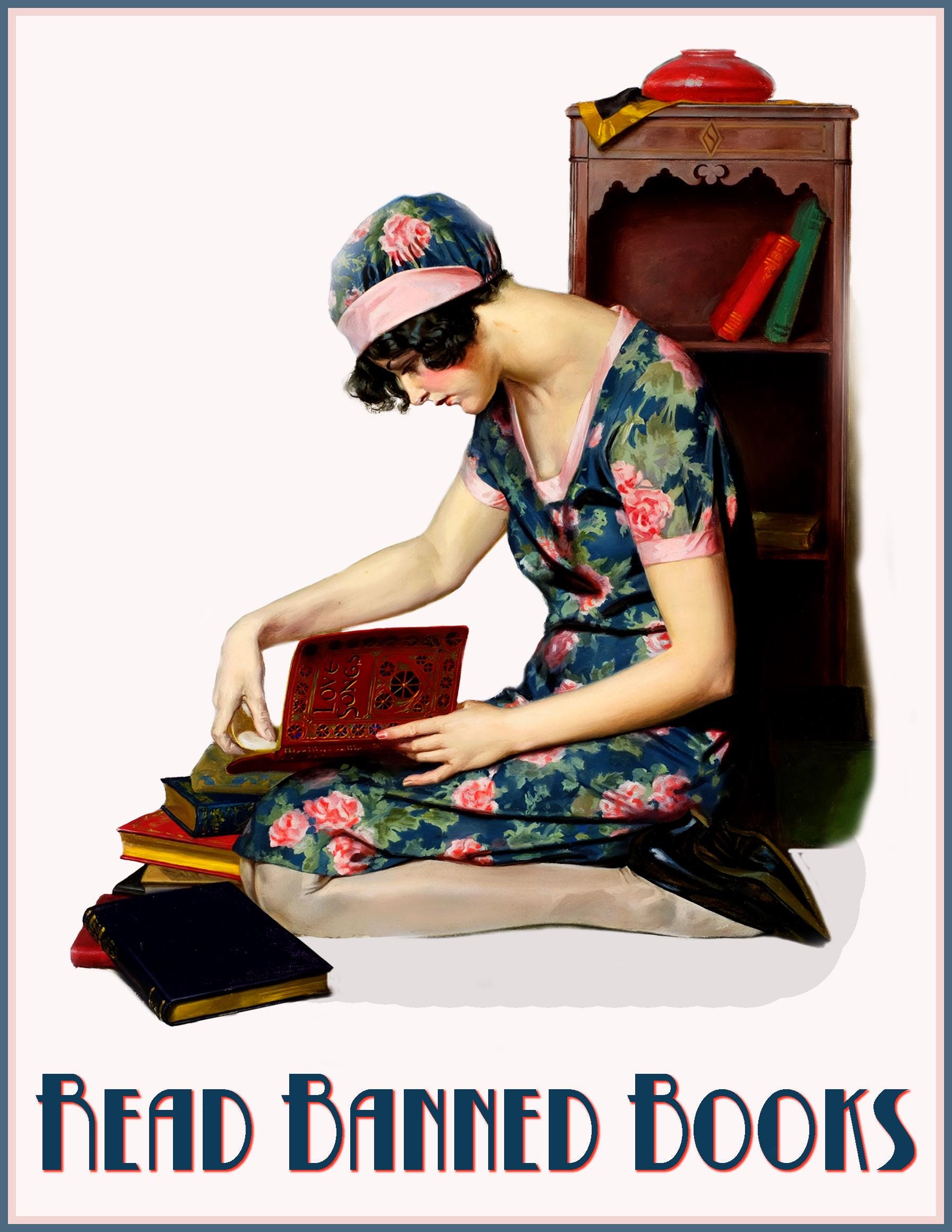 Book Lovers Quote "read Banned Books" Poster Art Print, Book Worm ...