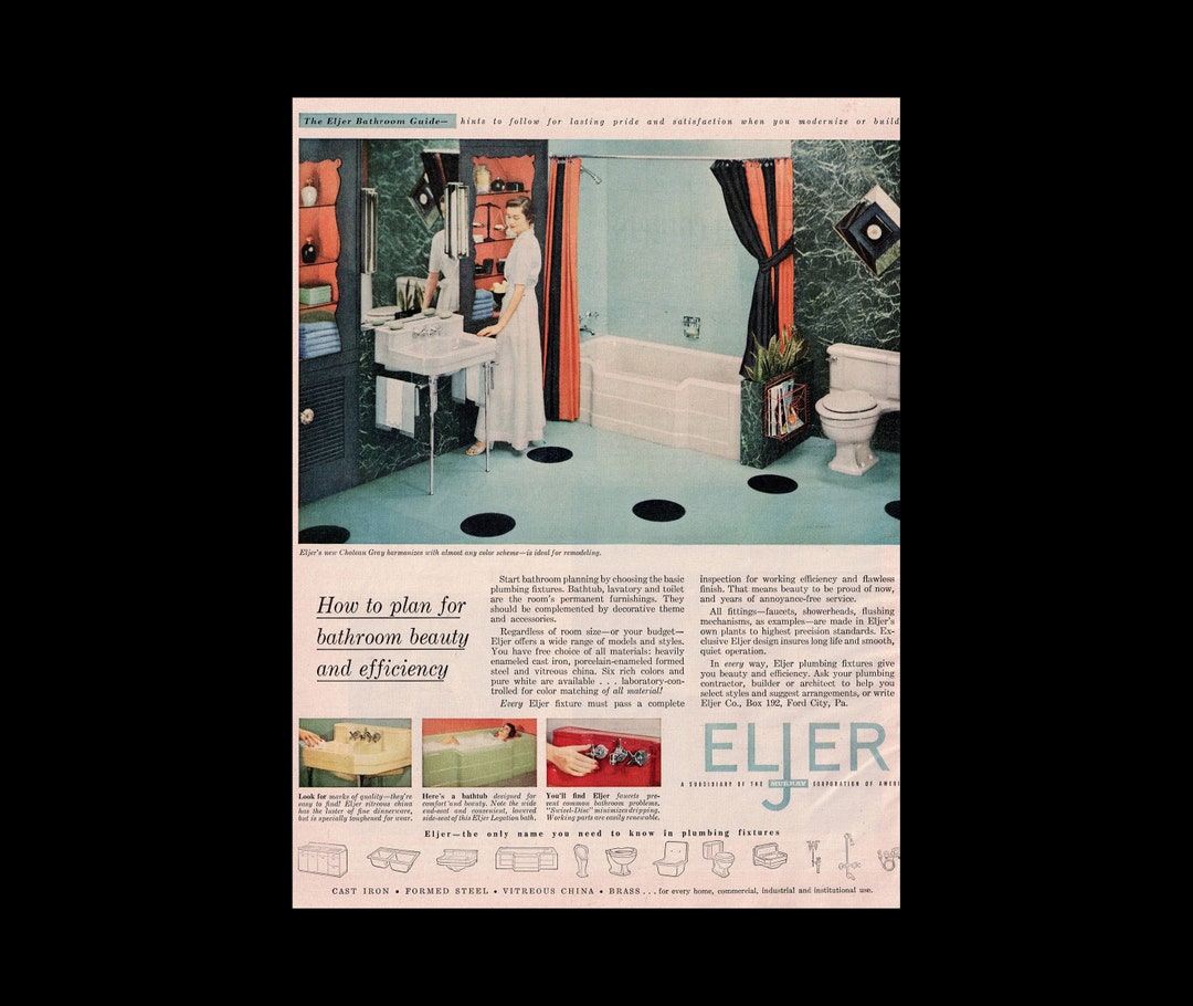 1953 Eljer Bathroom Plumbing Magazine Ad - Etsy
