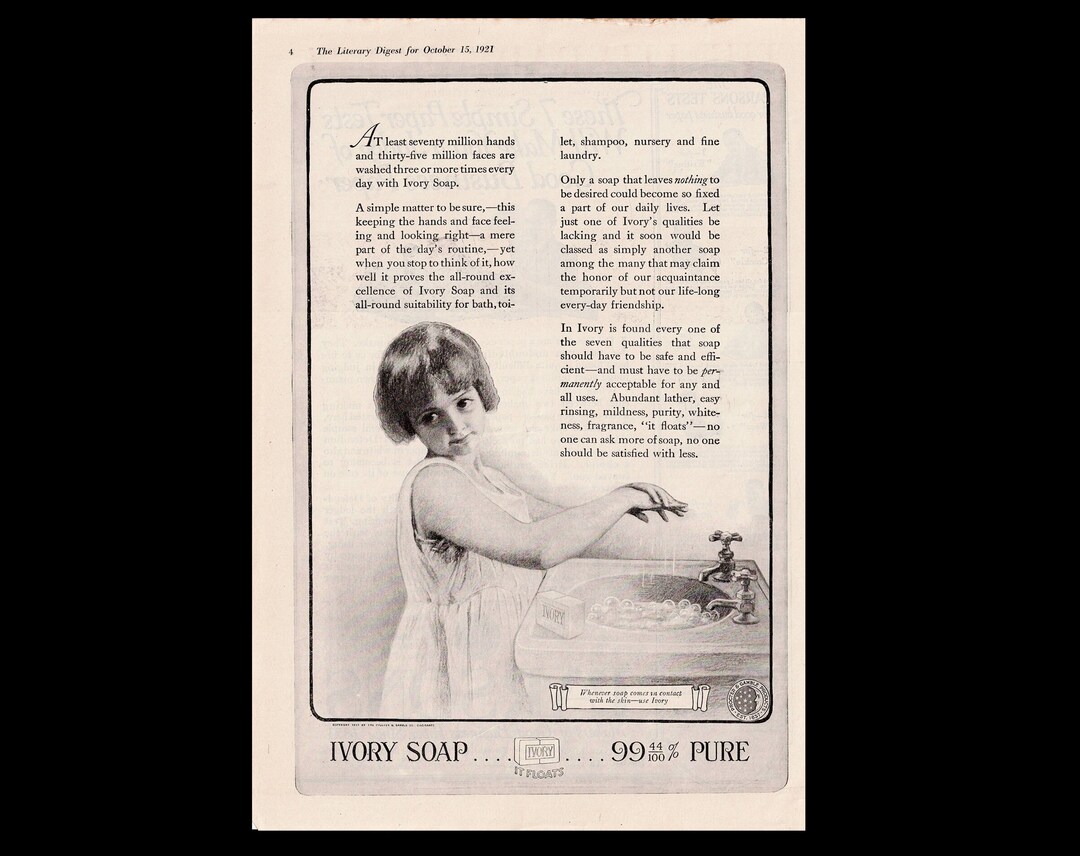 1921 Ivory Soap Magazine Ad, Bathroom Plumbing Décor - Etsy