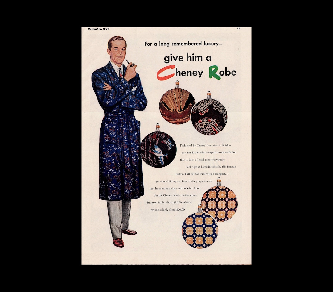 1946 Cheney Robe Mens Fashion Magazine Ad - Etsy
