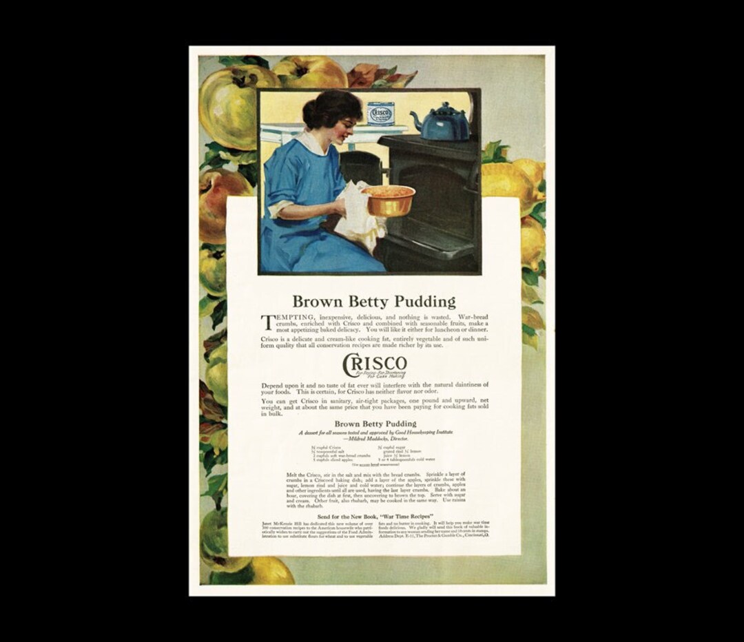 1918 Crisco Magazine Ad, Recipe in Ad - Etsy