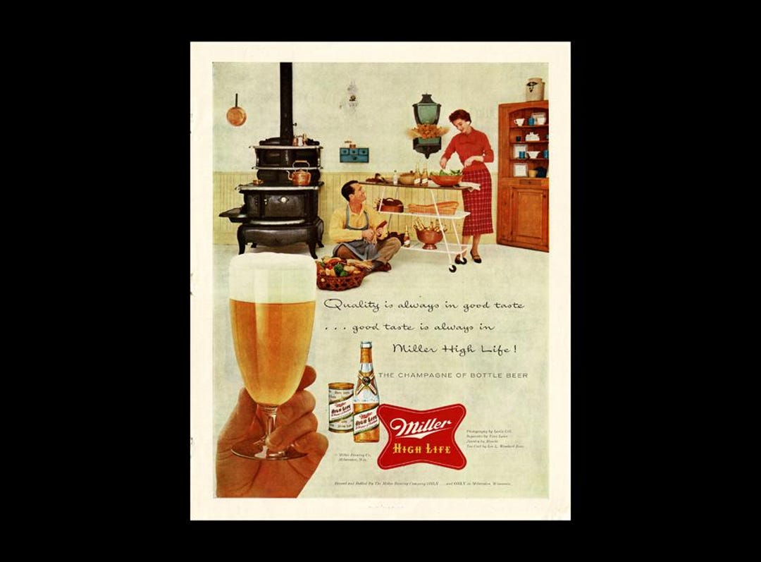1950s Miller High Life Beer "cast Iron Stove" Retro Magazine Ad ...