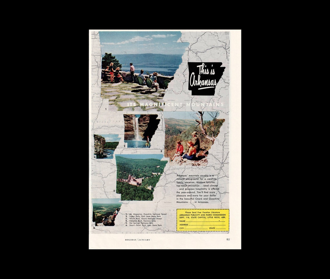 1957 Arkansas Mountain Vacation Travel Magazine Ad - Etsy