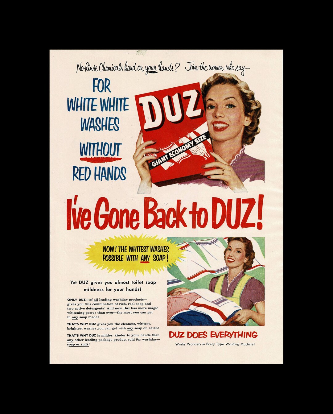 Retro 1951 Duz Detergent Magazine Ad - Etsy