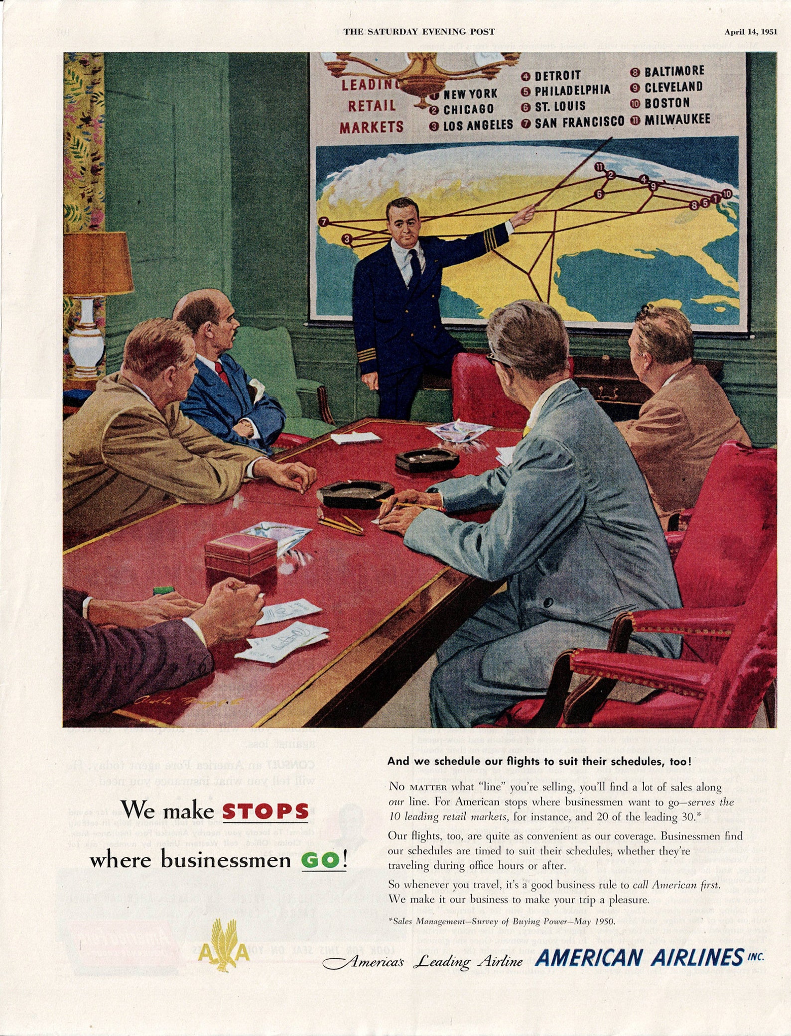 1951 American Airlines "businessmen" Magazine Ad - Etsy
