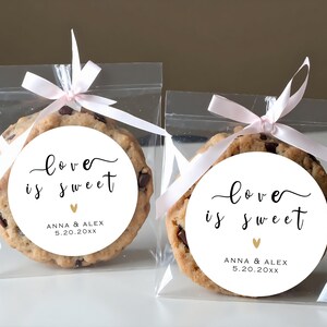 Custom Wedding Stickers | Love is Sweet Favor Labels | Treat Bag Cake ...