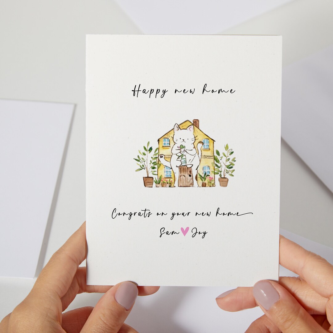 Congrats on Your New Home Card | Cute Cat Personalised First Home Card ...