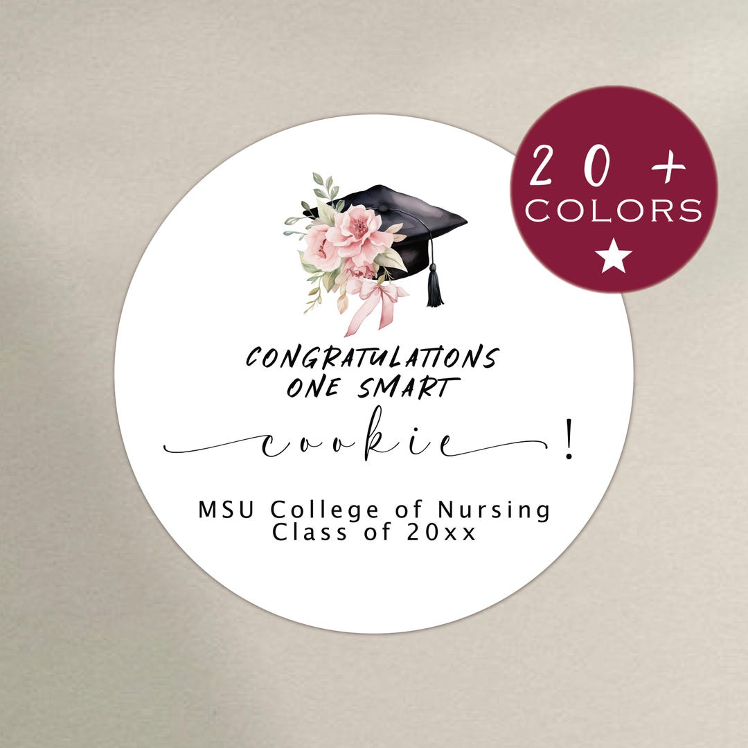 One Smart Cookie Sticker Floral | Personalized Graduation Party Favor ...
