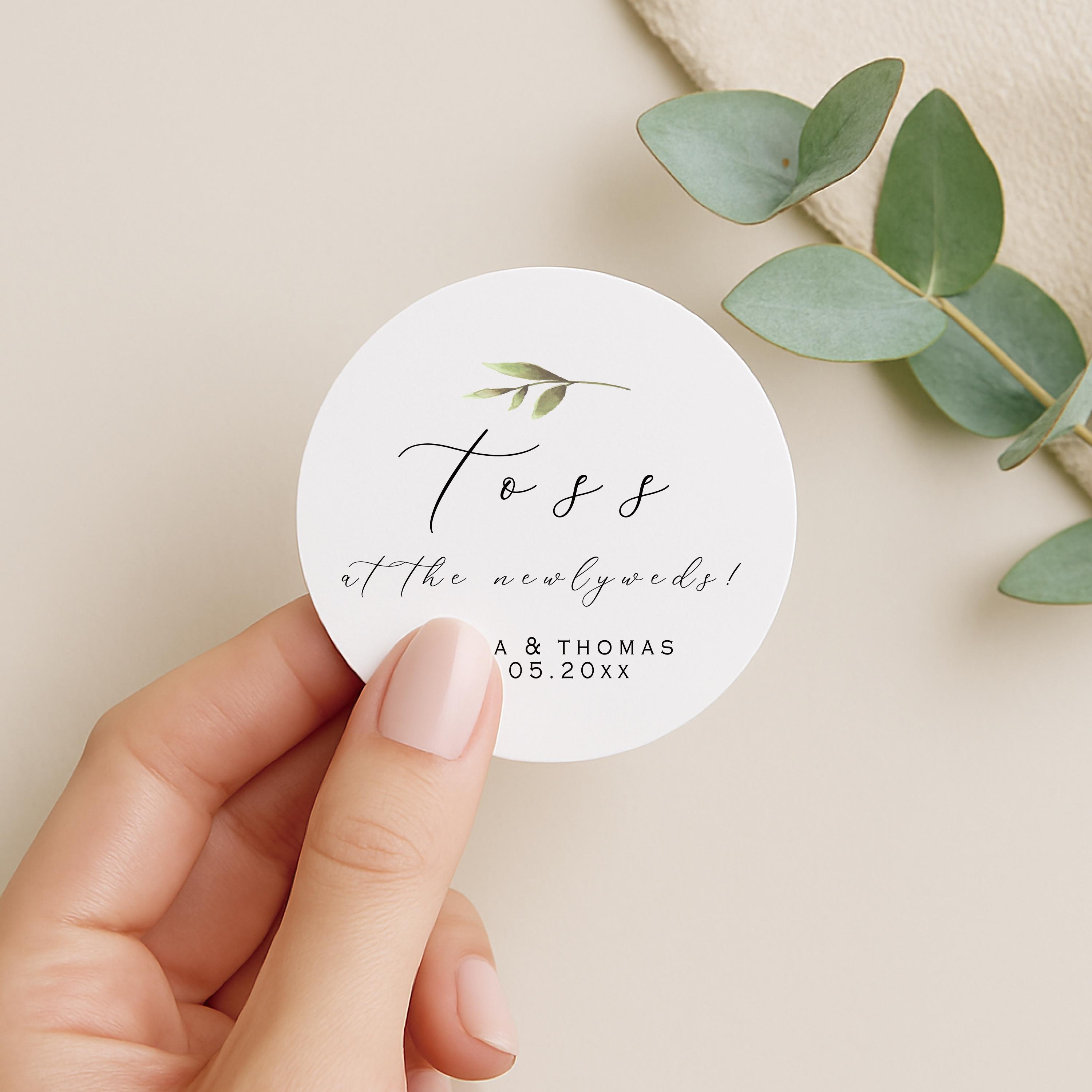 Wedding Toss Stickers | Greenery Throw Me Stickers | Confetti Toss ...