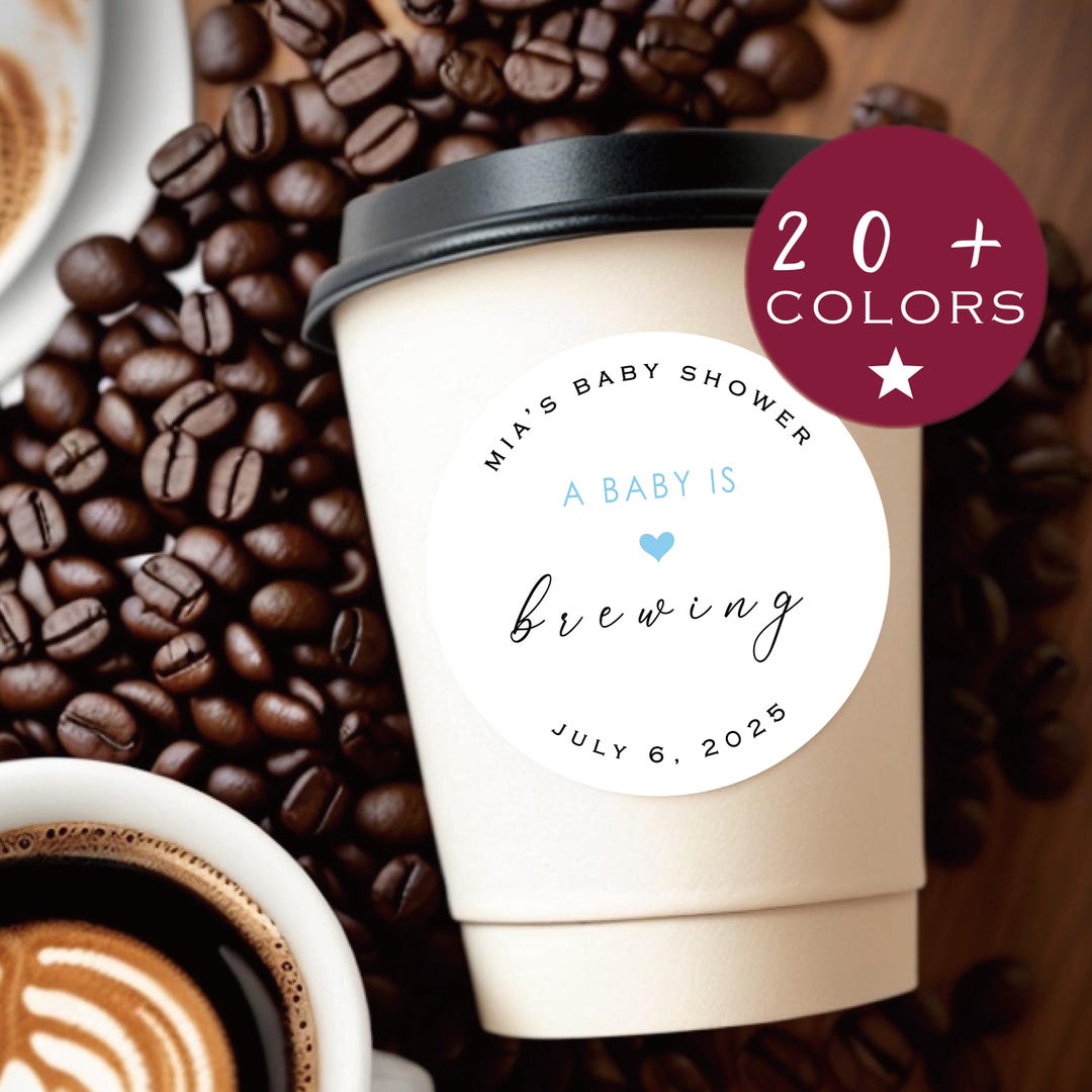Baby Shower Favor Labels | A Baby is Brewing Labels | Tea Favor, Coffee ...