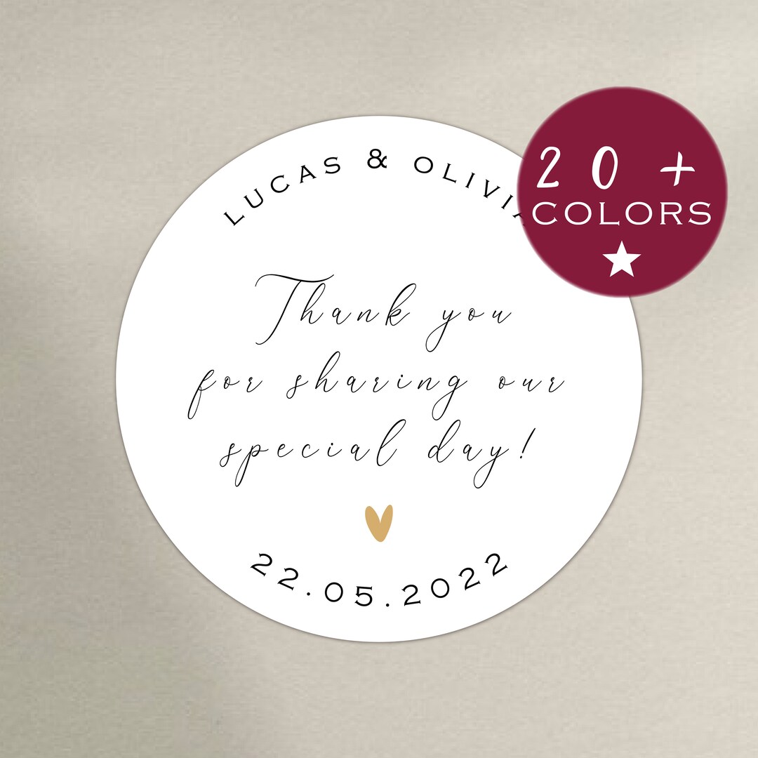 Wedding Thank You Labels Thank You for Sharing Our Special Day ...