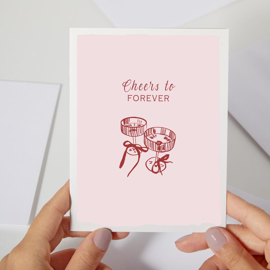 Cheers to Forever Card | Pink Wedding Card | Congrats Engagement Card ...