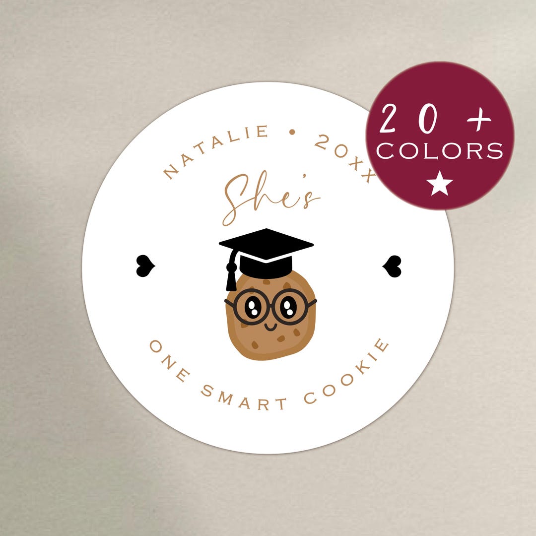 One Smart Cookie Sticker With Glasses | Personalized Graduation Party ...