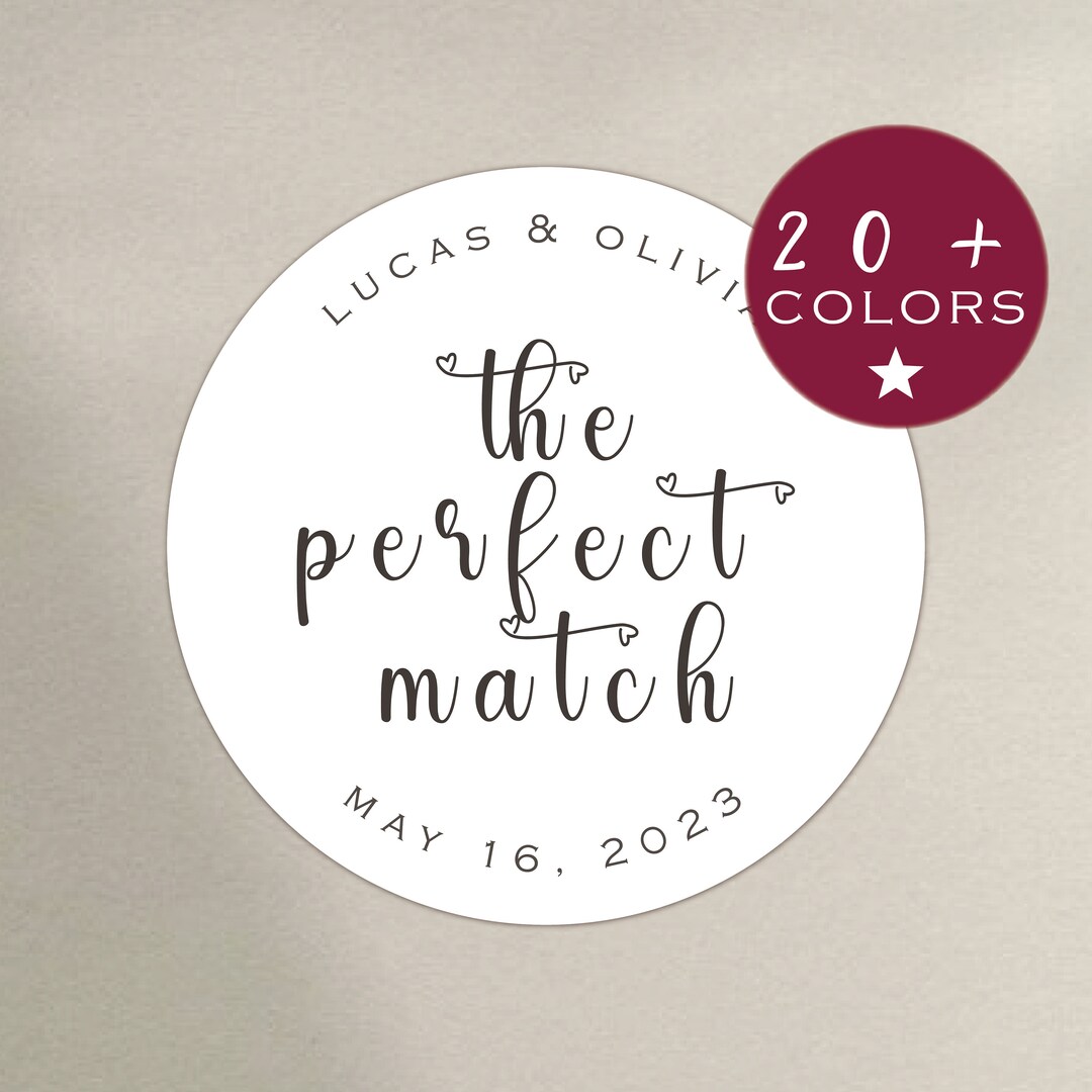 The Perfect Match Wedding Stickers | Simple Wedding Stickers | Wedding ...