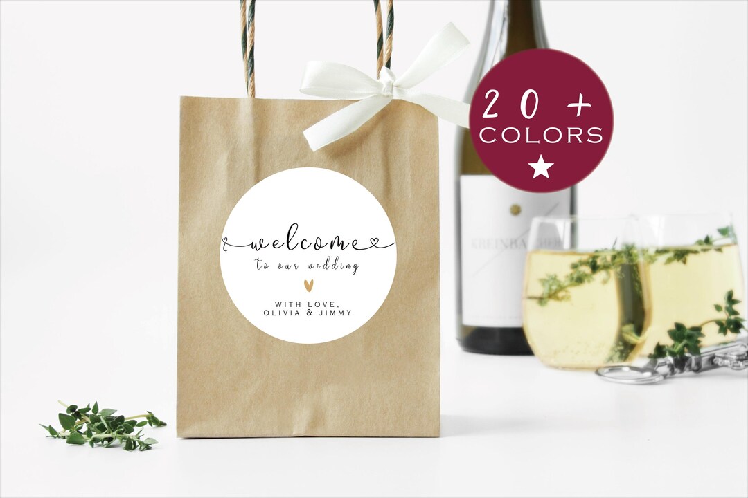 Wedding Welcome Stickers | Modern Minimalist Wedding Welcome Bag Label ...