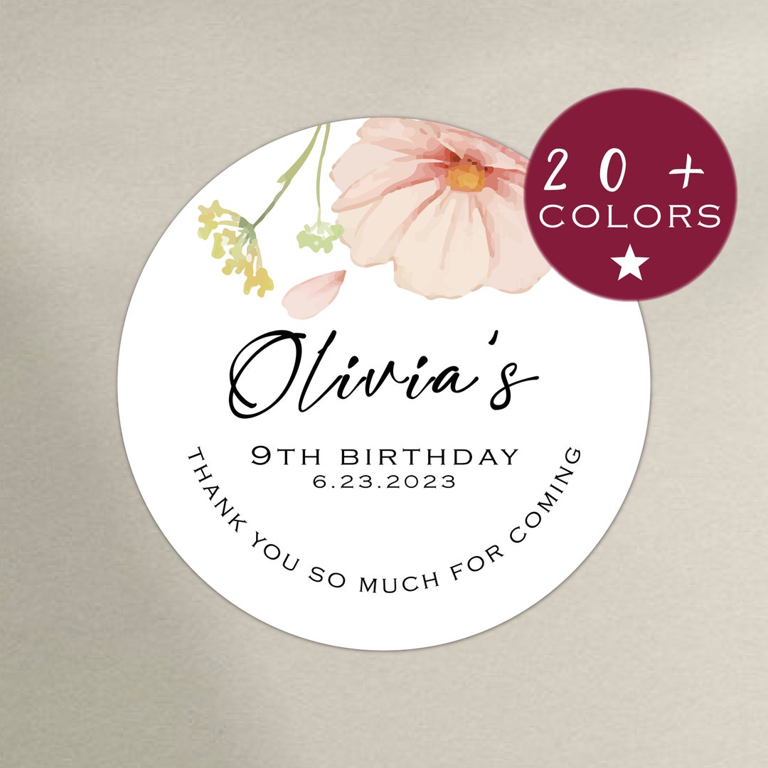 Custom Birthday Labels Personalized Floral Birthday Stickers Birthday ...