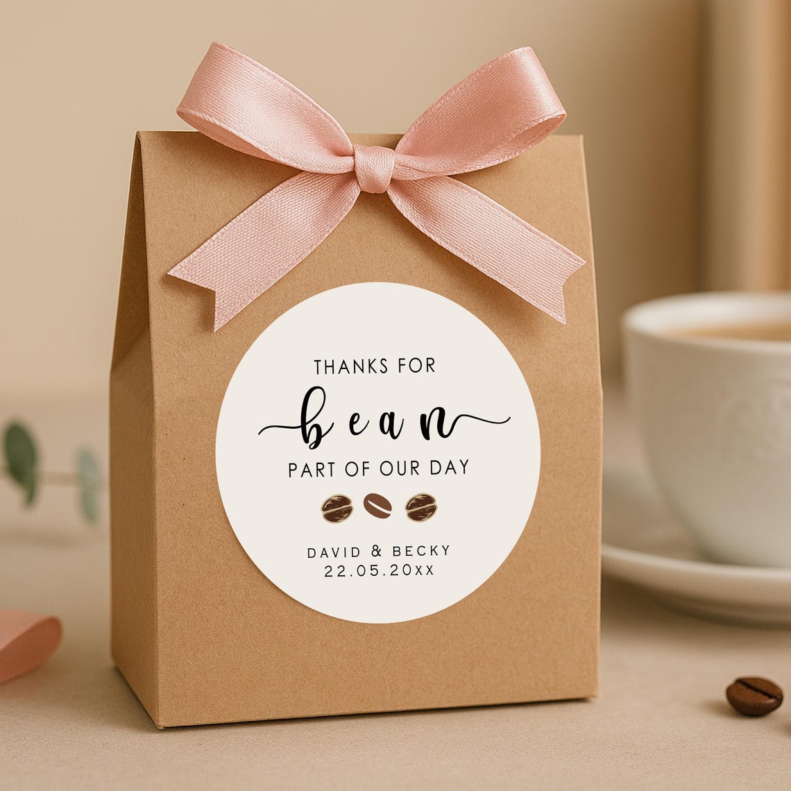 Wedding Coffee Favor Stickers | Thanks for Bean Part of Our Day ...