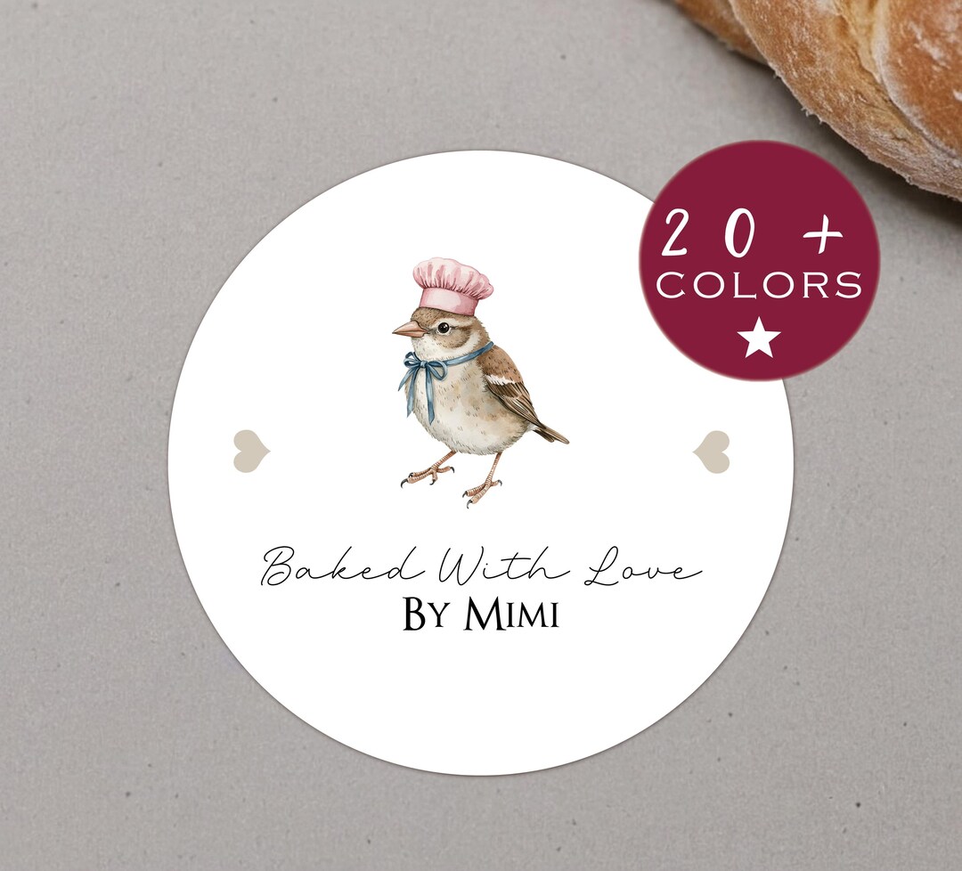 Custom Bakery Stickers Chef Birdy | Small Business Bakery | Baked With ...