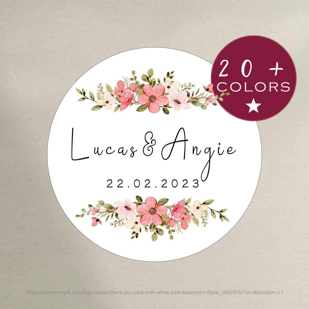 Floral Wedding Stickers | Blush Pink Wedding Favor Stickers | Wedding ...