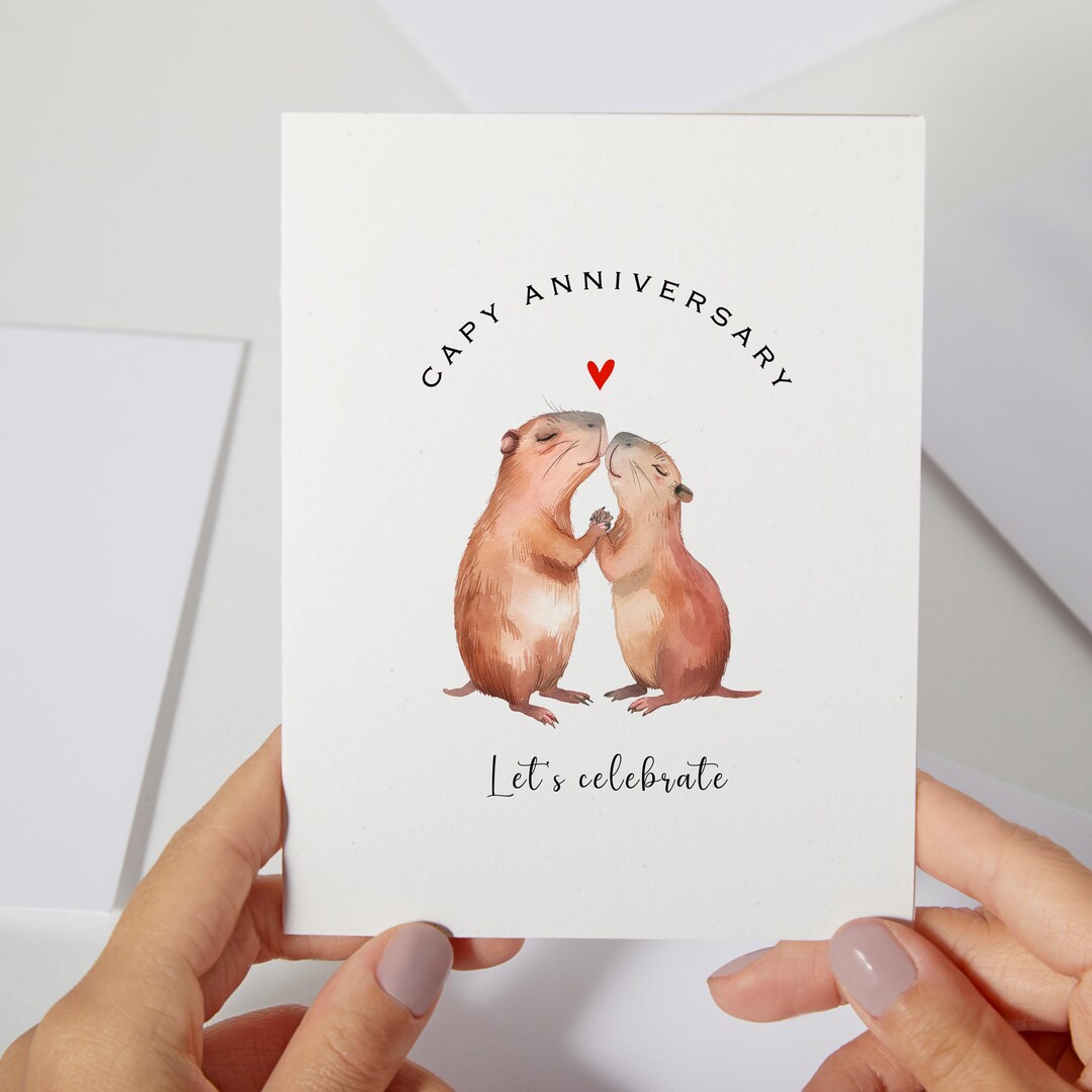 Personalised Anniversary Card Capybara Capybara Greetings Card Animal ...