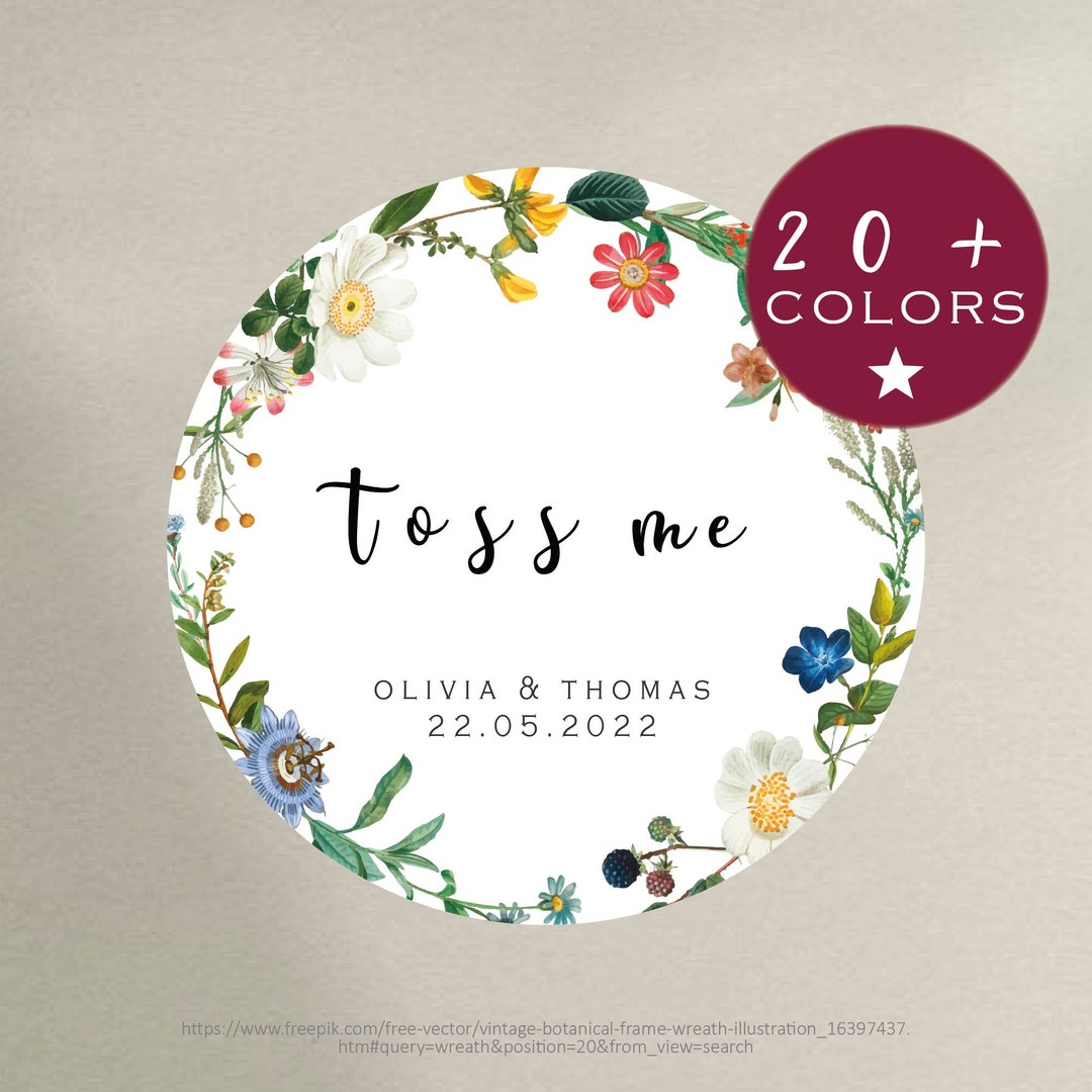 Wedding Toss Stickers | Wild Flower Throw Me Stickers | Confetti Toss ...