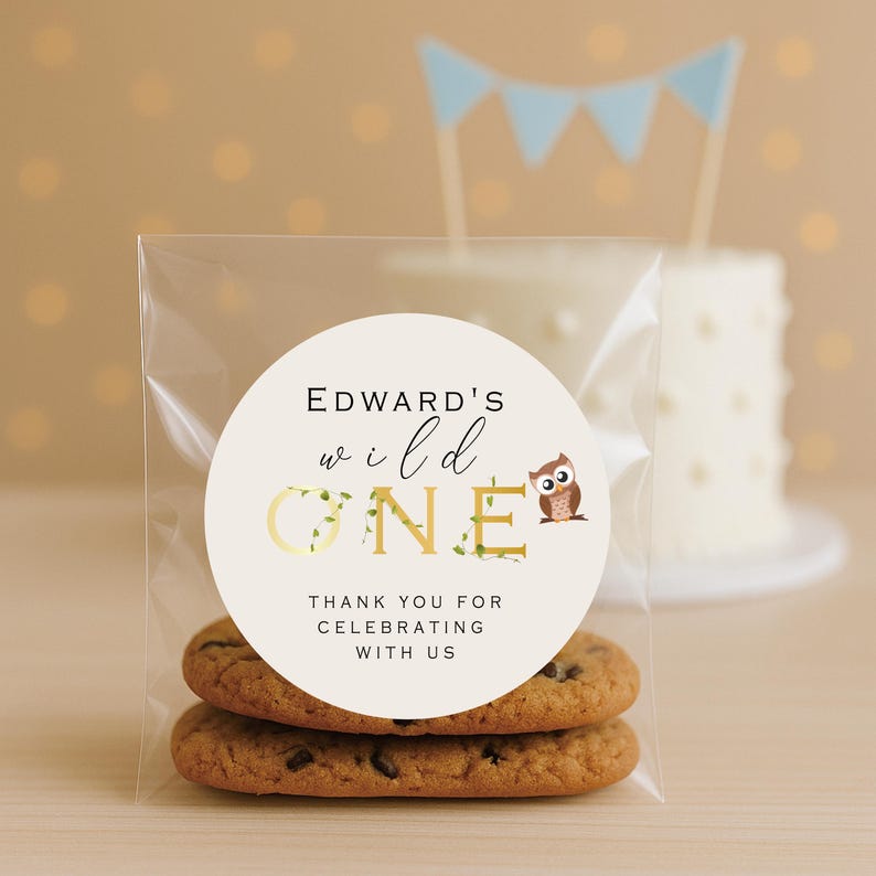 Wild One Birthday Sticker | Tropical Jungle Party Label | First ...